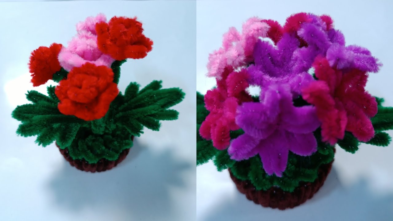 DIY | How To Make Chenille Wire Flowers | Chenille Wire Flower Craft ...