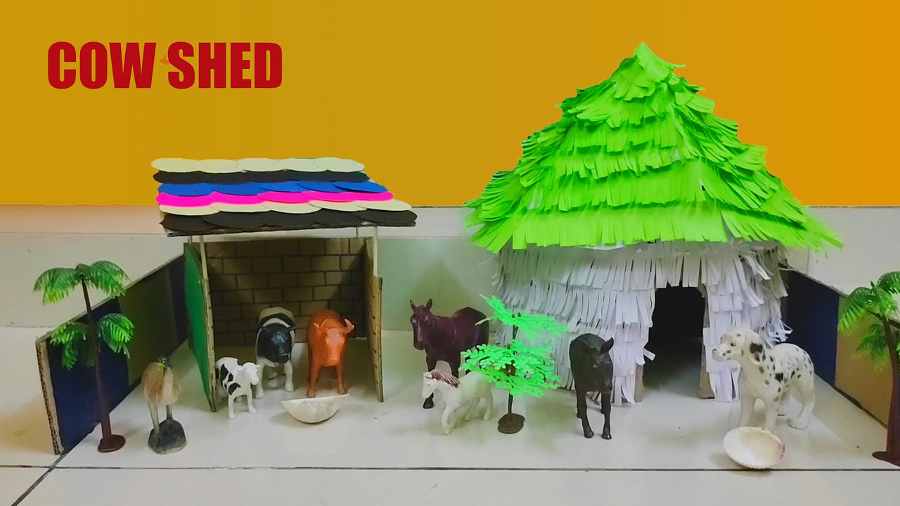 DIY Hut Model II School Science Project II Cow Shed II Animals House II ...