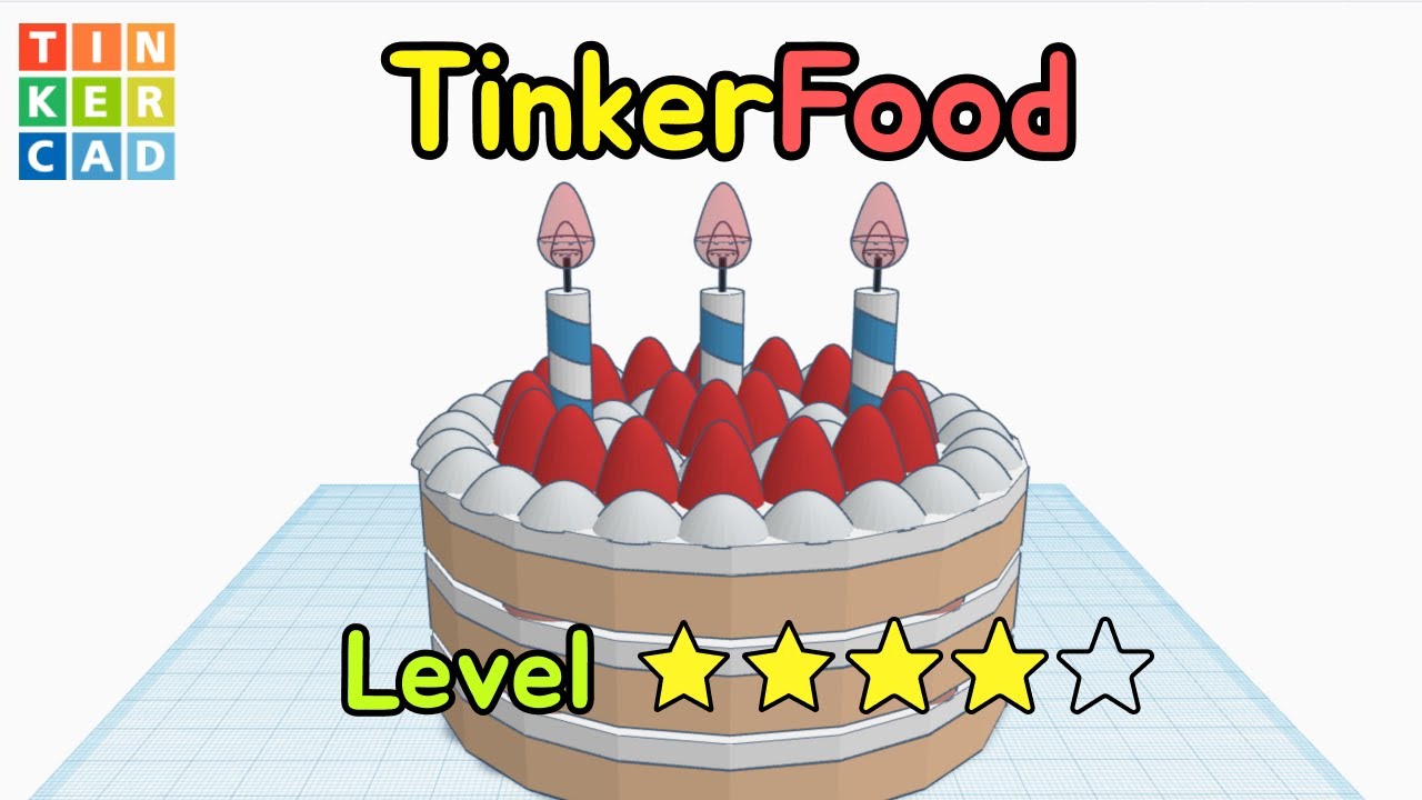 125) Birthday Cake - Tinkerfood | How to 3D modeling with Tinkercad ...