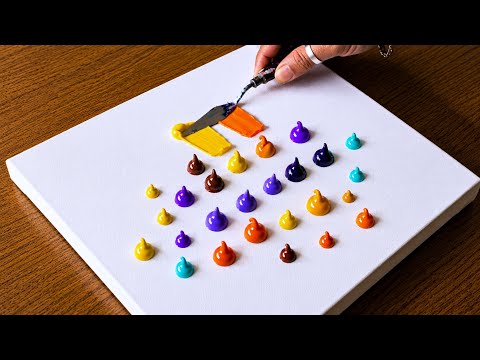 Easy Acrylic Painting Technique / Abstract Landscape Using Sponge & Pallete Knife 