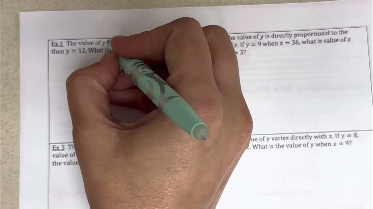 Write and Solve Equations Involving Direct Variation - YouTube