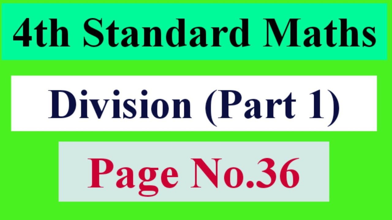 Division Part 1 4th Standard | Page No.36 - YouTube