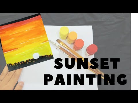 Sunset painting | poster colour painting ideas | trishasgallery - YouTube