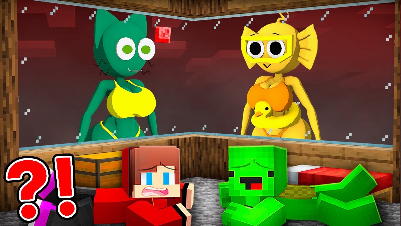 How Mikey and JJ Attacked by Tox and Bailey Sprunki Women in Minecraft !? - Maizen - YouTube