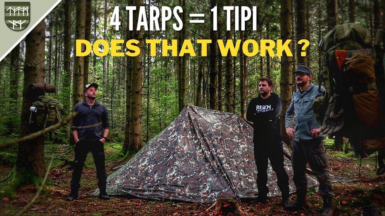 Tarp Tipi ~ Autumnal Bushcraft Overnight ~ Bacon Bomb over fire - YouTube