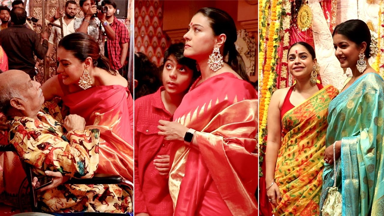 Kajol Durga Puja 2022 With Son Yug Devgan | Sumona Chakravarti | Ishita ...