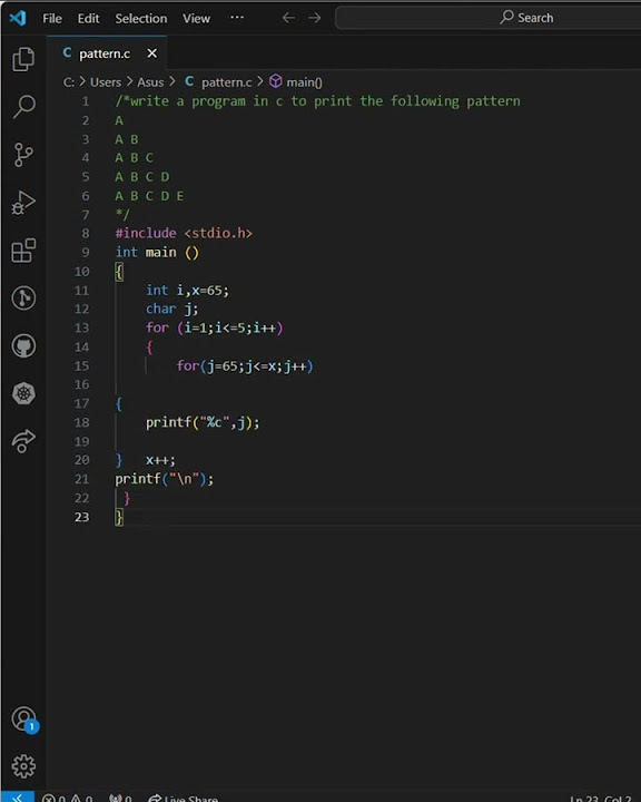 Pattern Program 🖥️🧑💻 In C Codewithkaka Clanguage Pattern Programming Youtube