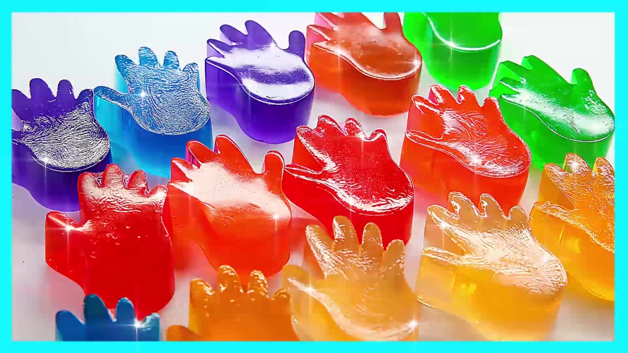 DIY How to Make Colorful Yummy Gummy Hand Fingers Rainbow Pudding Milk ...