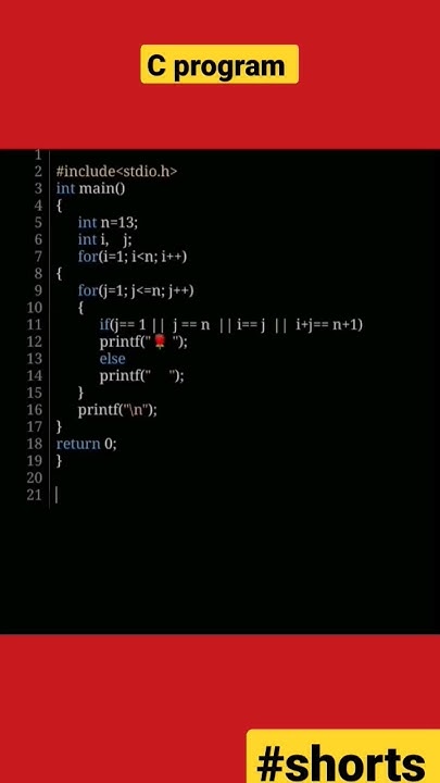 Square Shape Pattern C Program C Programming Trending Shorts Coding Cprogramming Viral