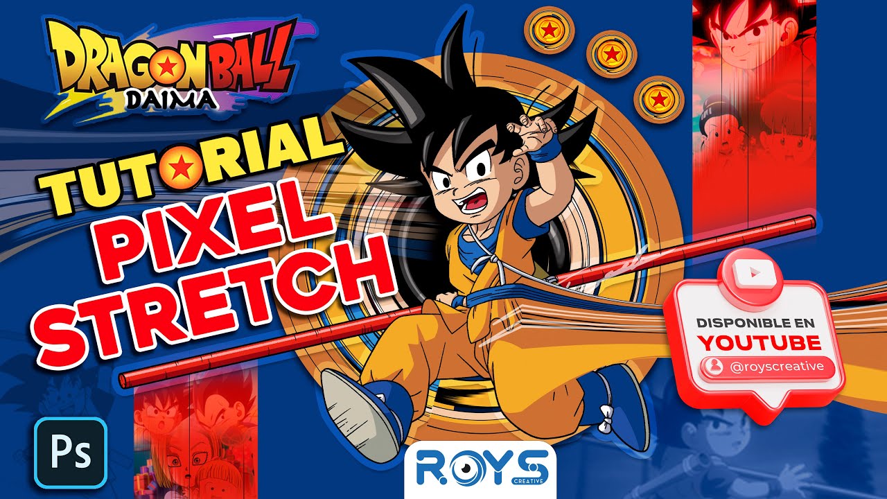 EFECTO PIXEL STRETCH Photoshop TUTORIAL #dragonballdaima #dragonball #tutorials #adobephotoshop ...