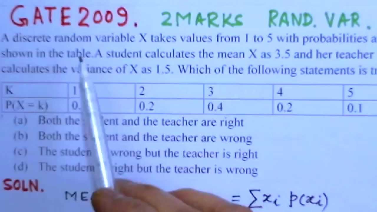 Video Solution to GATE ECE -2009 Problem Random Variables - YouTube