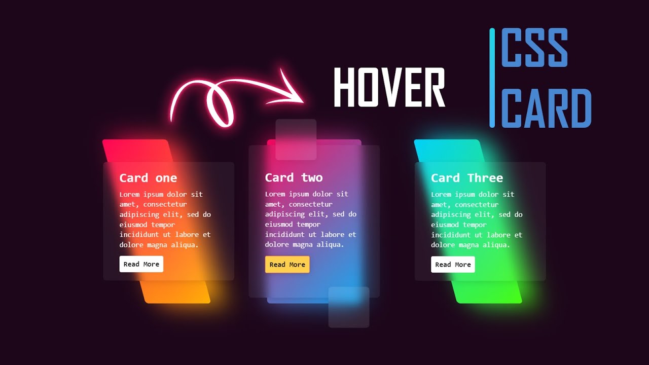 Glowing Gradient Glassmorphism Card Hover Effects Easy Web Learner Youtube