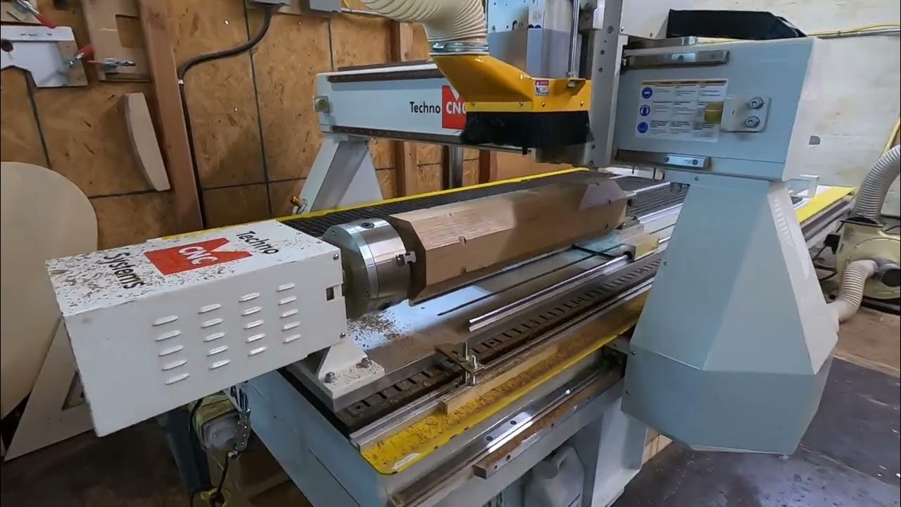Fourth Axis Rotary Table on a 5 x 10 CNC Router from Techno CNC in Brooklyn, New York - YouTube