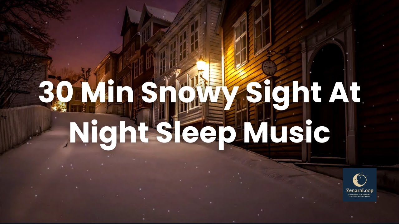 30 Min Snowy Sight at Night — Sleep Music Loop for Frosty Stillness and ...