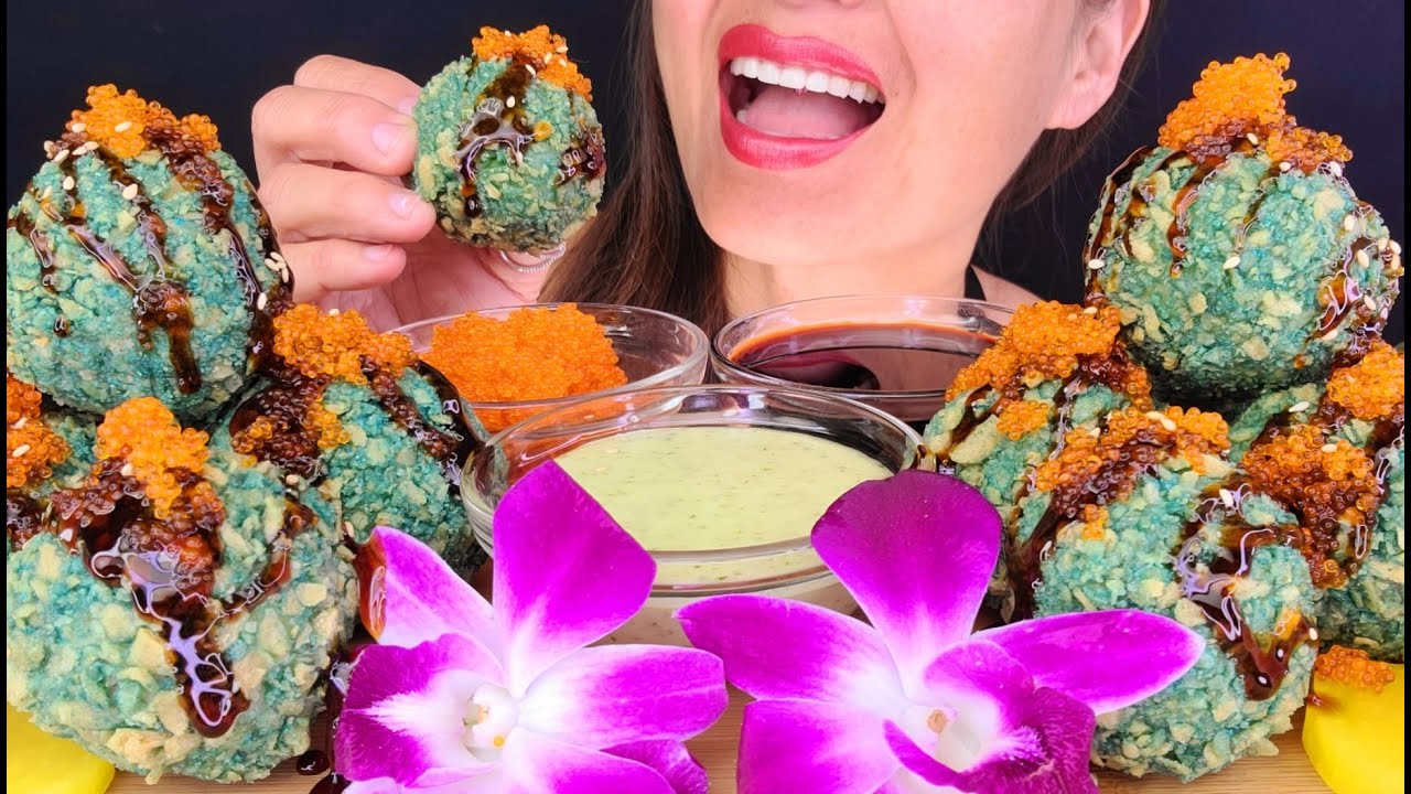 FRIED TAKIS SUSHI BALLS! ASMR MUKBANG OMAD CRUNCHY EATING NOISES BIG ...