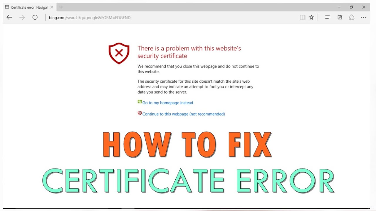 How to Fix Security Certificate Error on Microsoft Edge [Solved] - YouTube
