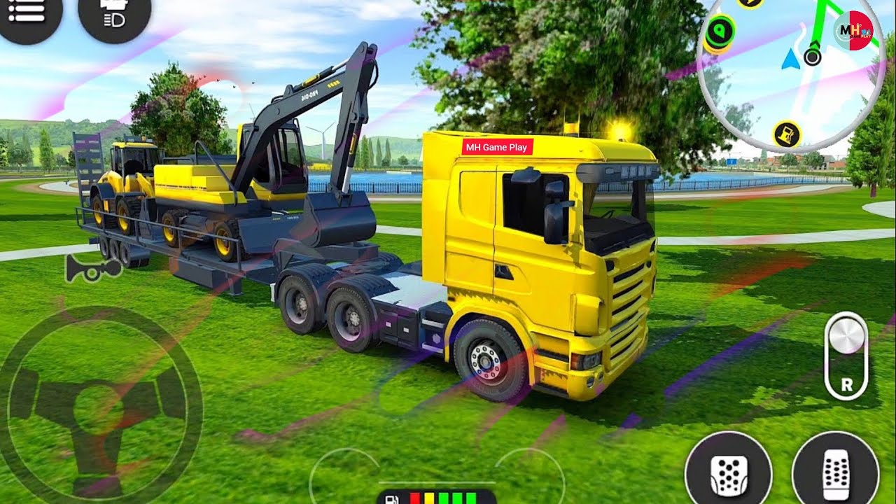 Carrying JCB In Long Teller Trucks On Construction - Transporting ...