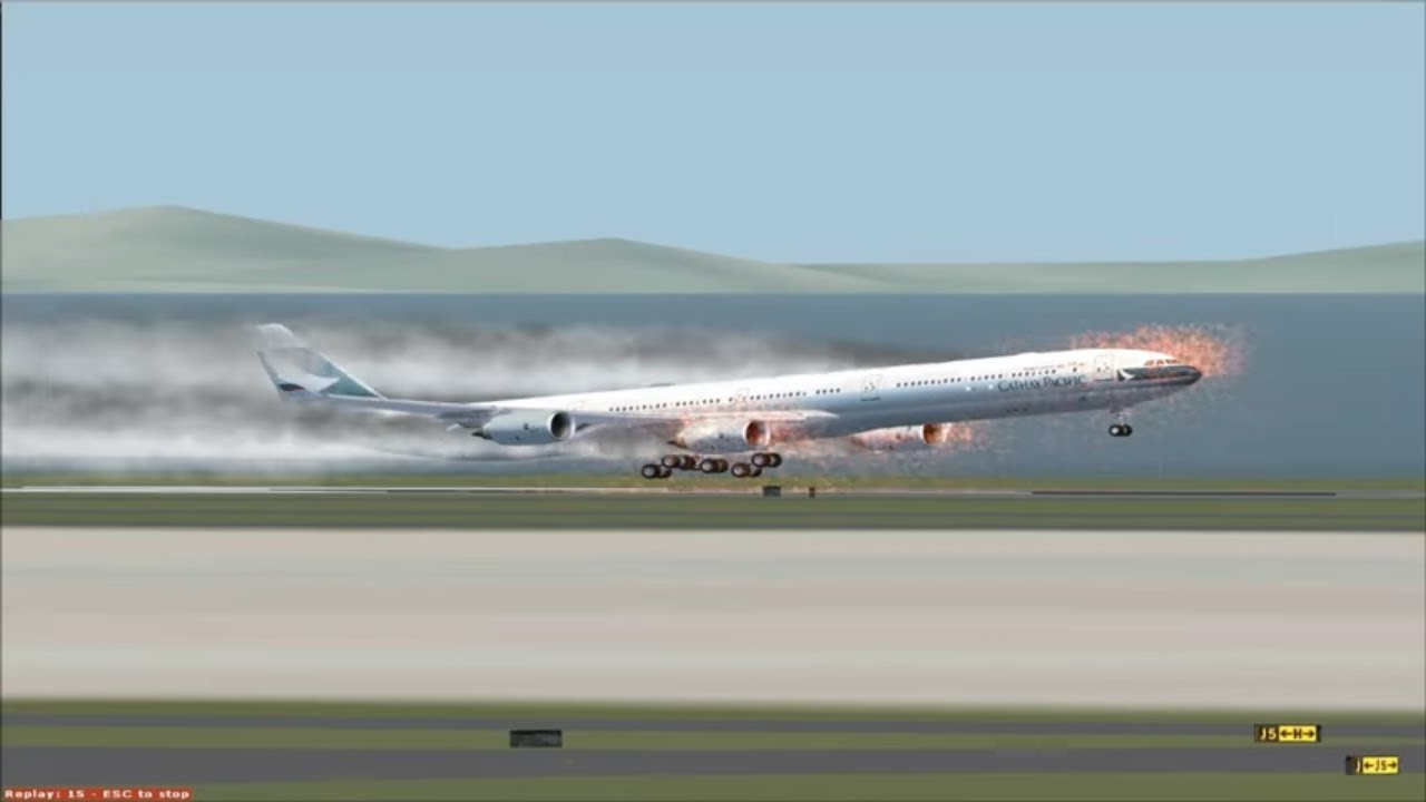 Airbus A340 On Fire Landing Hong Kong - FSX Gameplay PC HD - YouTube