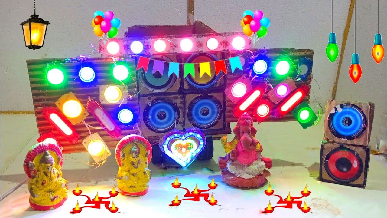 ooja Big Dj Truck Gauri Murti Dj Light Kaali mini dj dj mini setup competition - YouTube