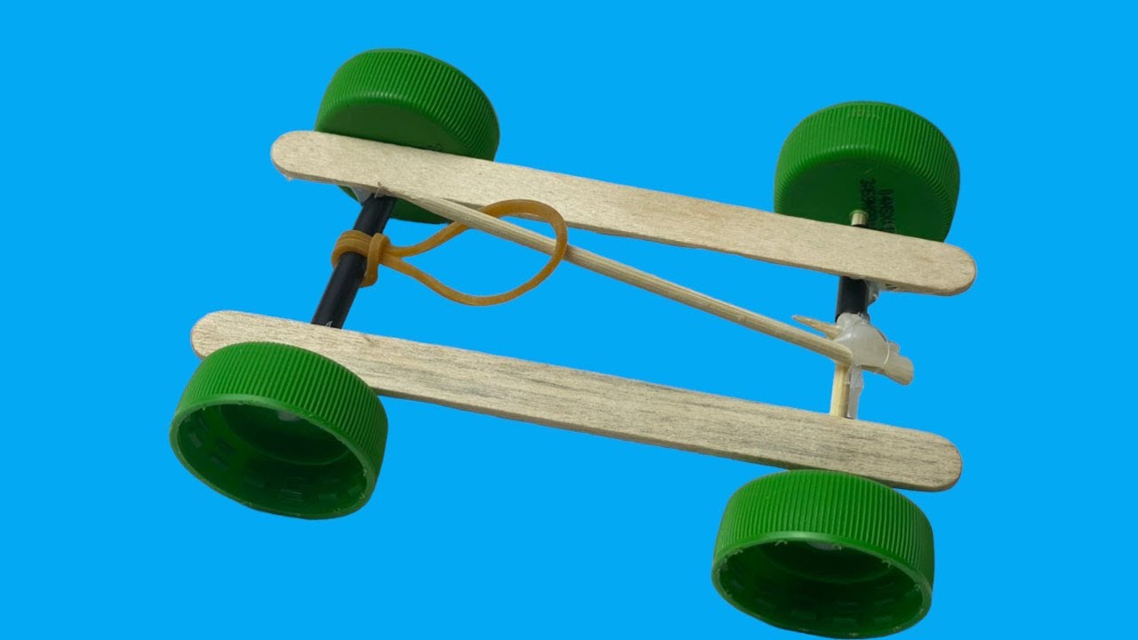 How to make a rubber band car diy toy car @MsInventor101 - YouTube
