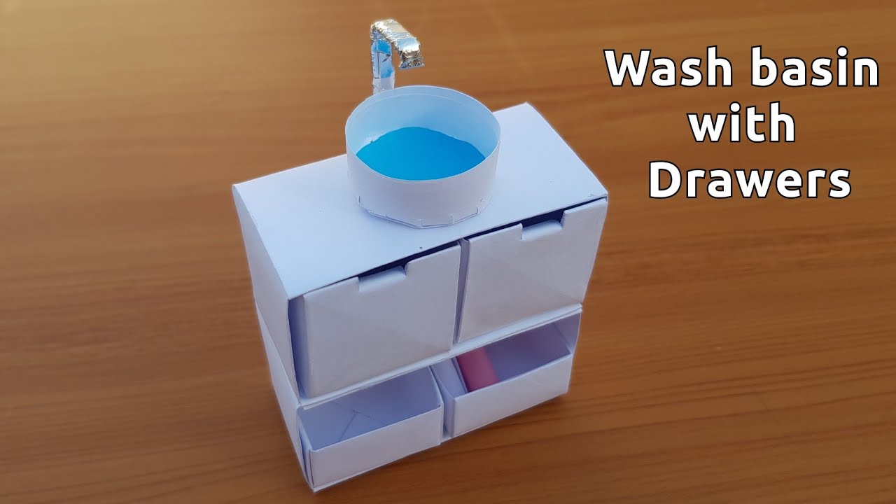 DIY Mini paper wash basin /sink for dollhouse | Origami Paper furniture ...
