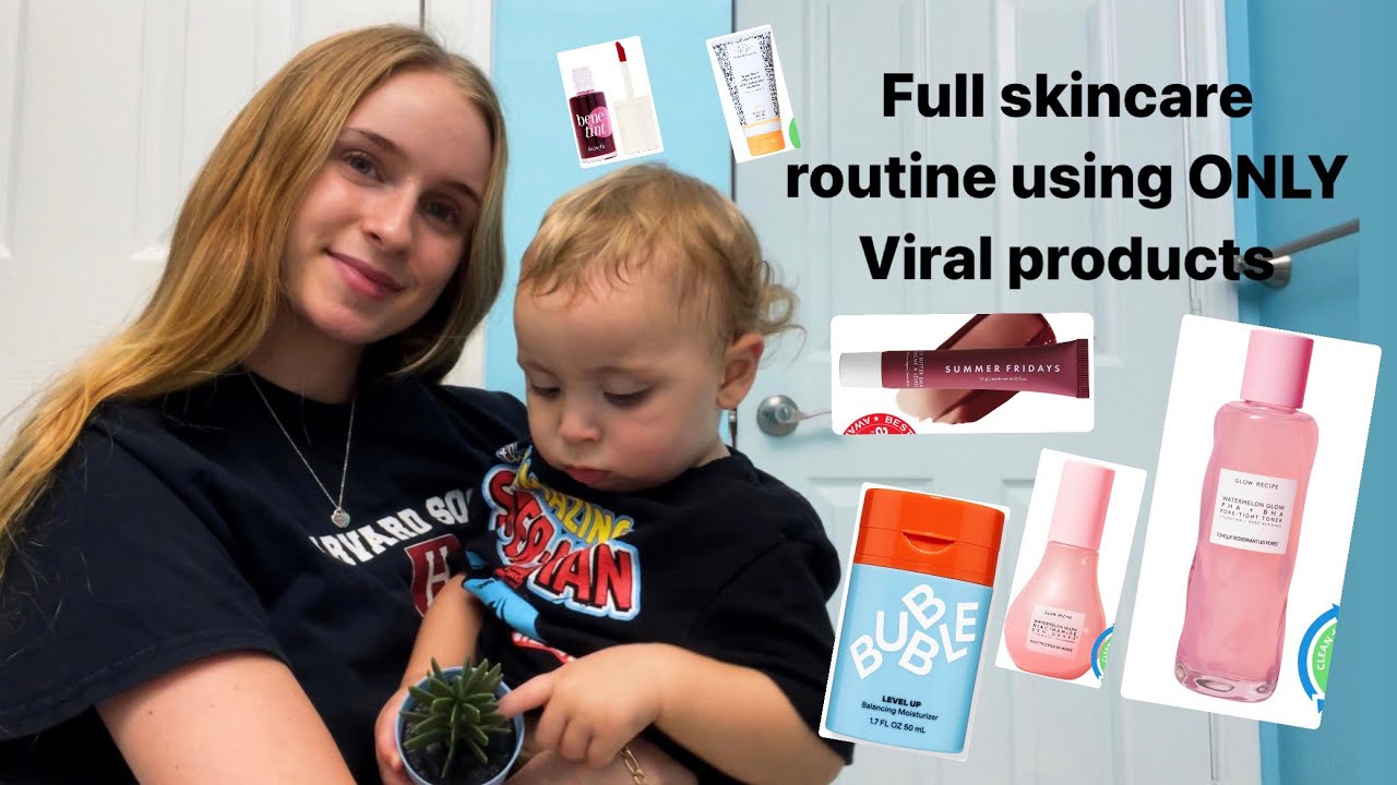 Full Skin Care Routine Using ONLY VIRAL Products! - YouTube