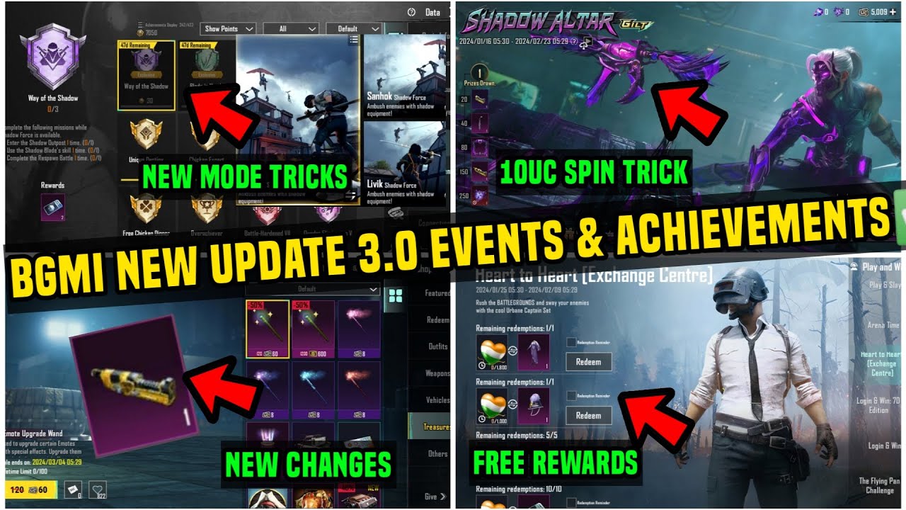 BGMI NEW UPDATE 3.0 ALL NEW EVENTS & ACHIEVEMENTS EXPLAINED / NEW ...