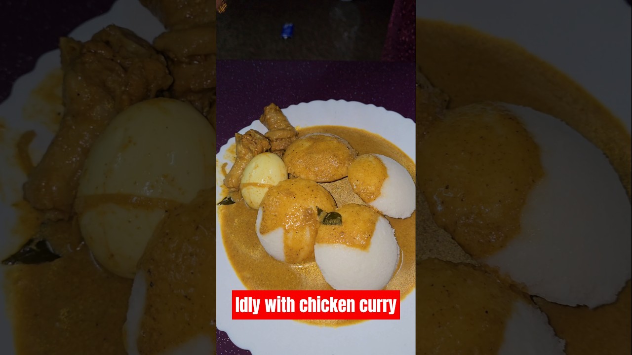 Idly with chicken curry #shortsfeed - YouTube
