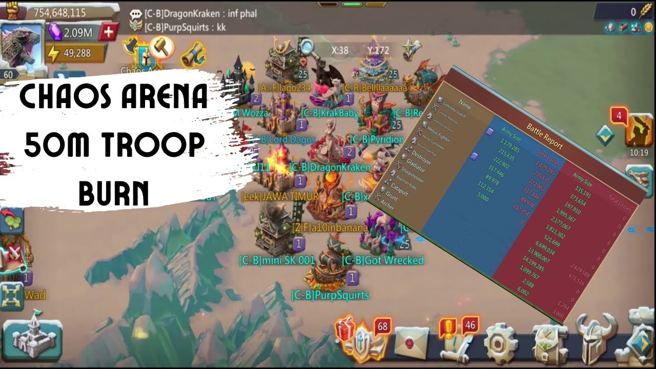 Lords Mobile Chaos arena EP 3 50m troop burning | Lord Nemo Gaming ...