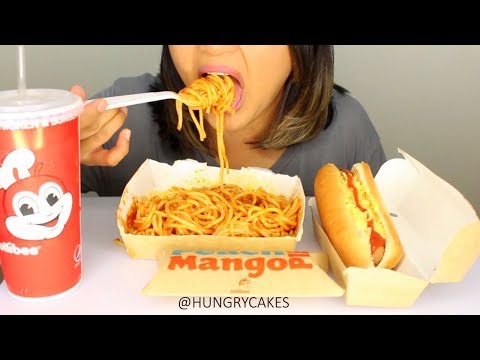 ASMR: Jollibee Spaghetti, Hot dog and Peach Mango Pie *EATING SOUNDS*