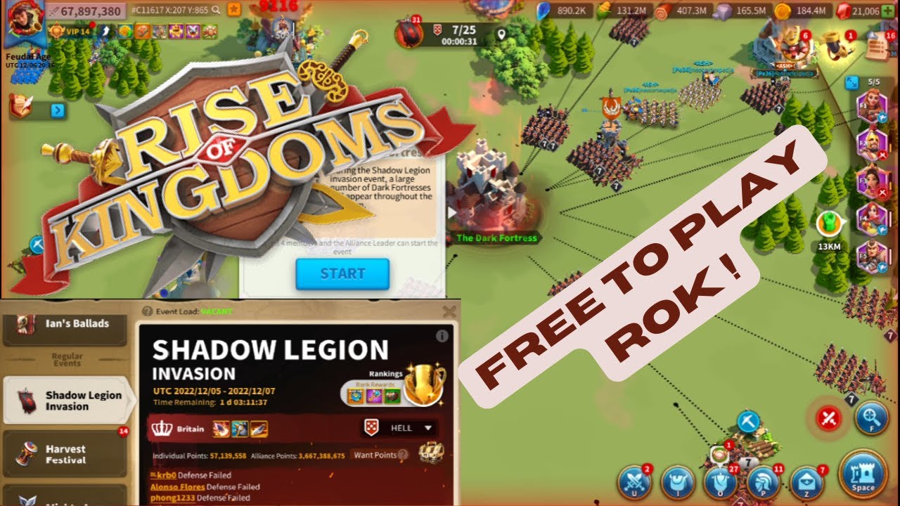 Shadow Legion Invasion Gameplay | f2p | Rise of Kingdoms - YouTube