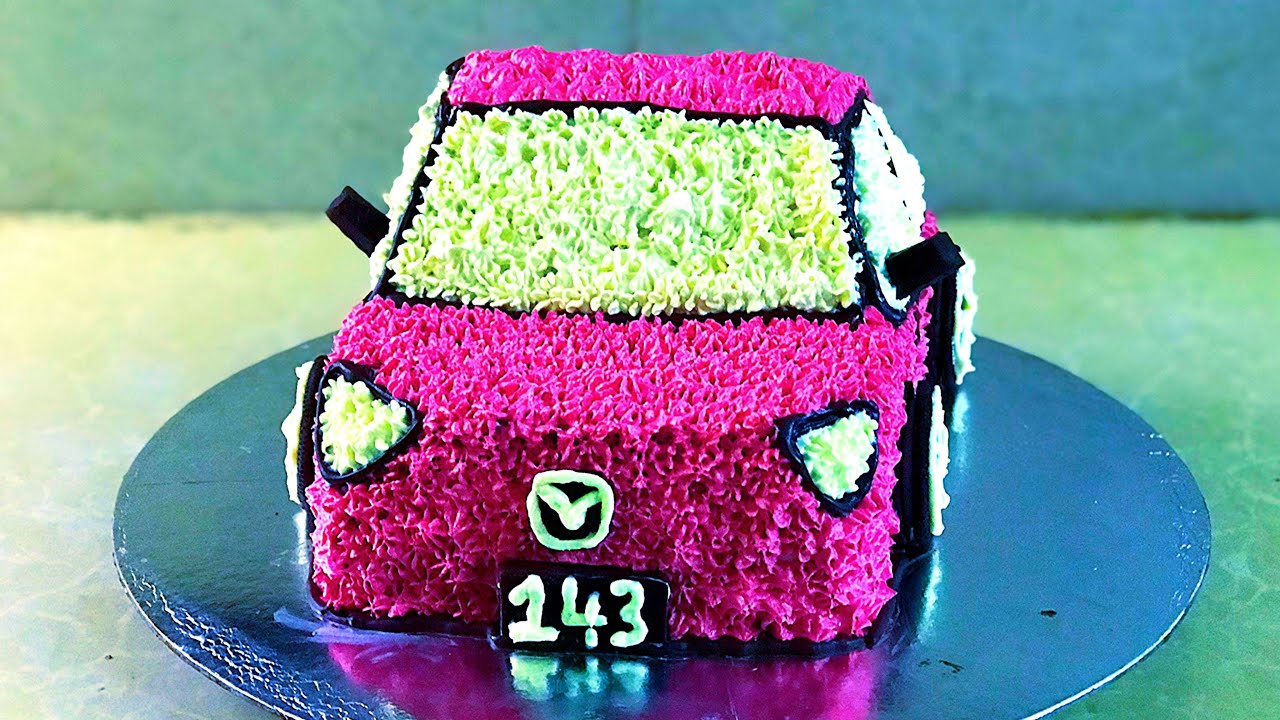 #HOW TO CARVE A CAR CAKE FROM SQUARE AND ROUND SHAPE SPONGE CAKE #CAR ...