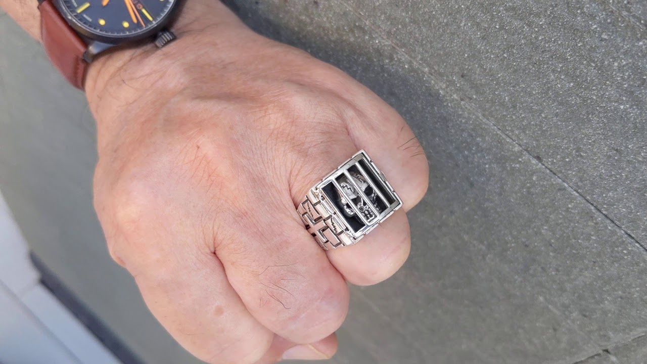 Sterling Silver Prisoner Skull Ring - YouTube