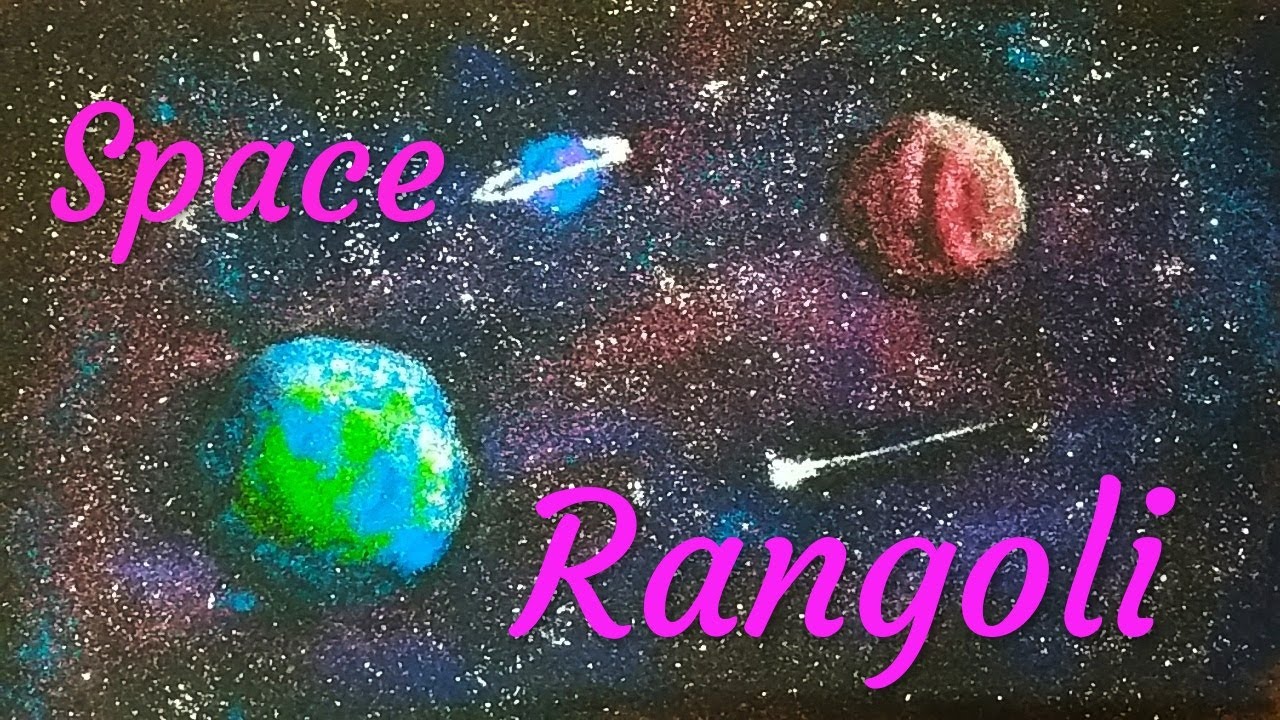 Unique Space Rangoli | Easy Rangoli for Diwali - YouTube