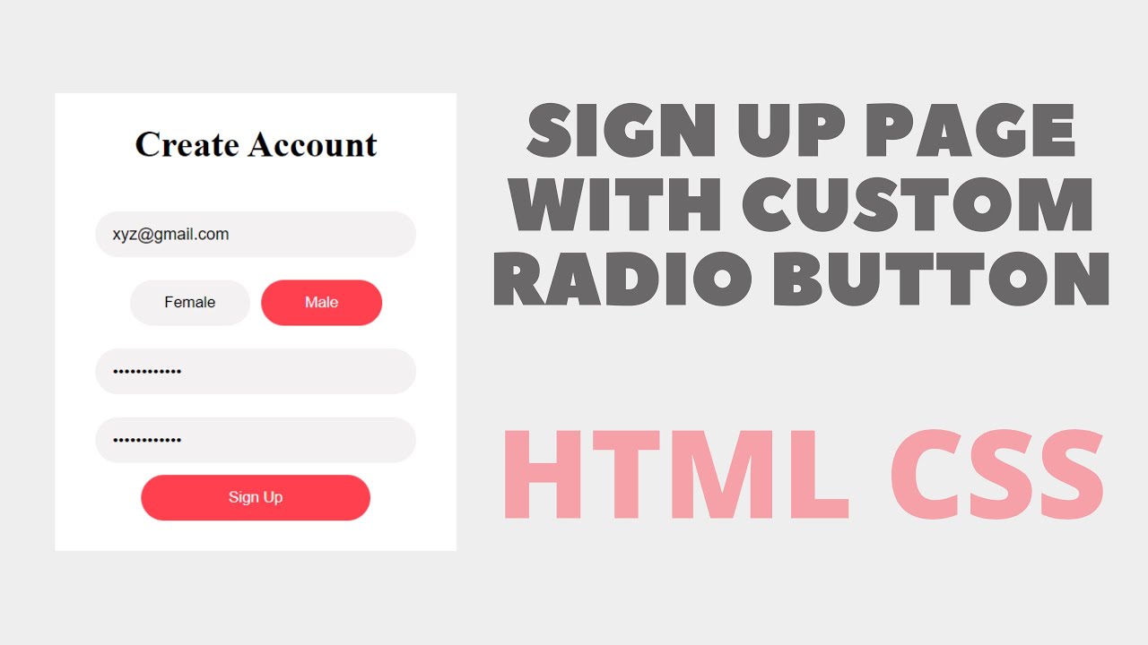 Sign up page with custom radio button || html and css - YouTube