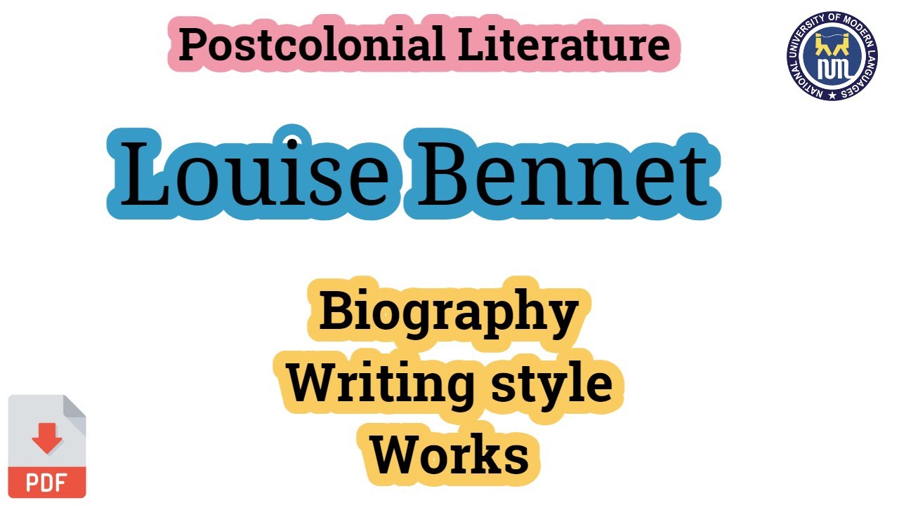 Louise Bennet | Writing stye of Louise Bennet - YouTube