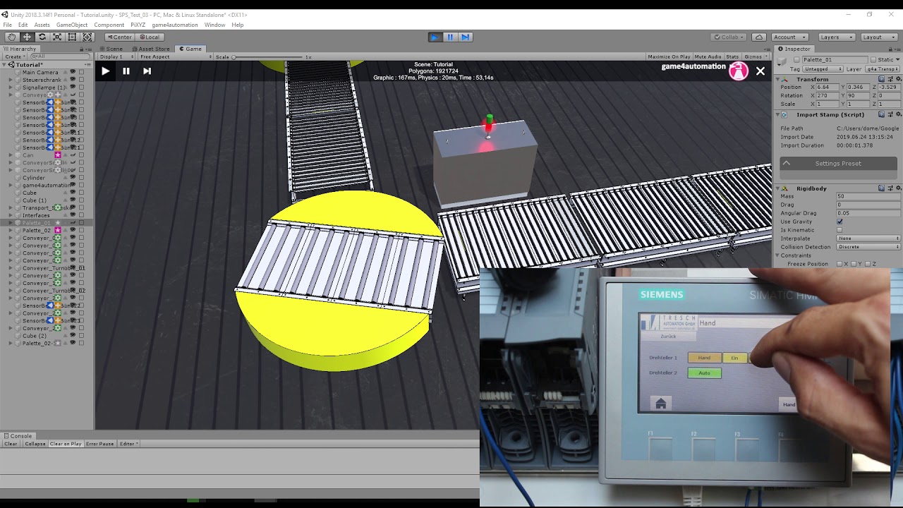 Game4automation Virtuelle Inbetriebnahme Von Siemens Sps Mit Unity Youtube