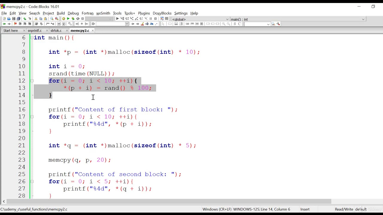 130 memcpy copy from one memory block to other byte by byte - YouTube