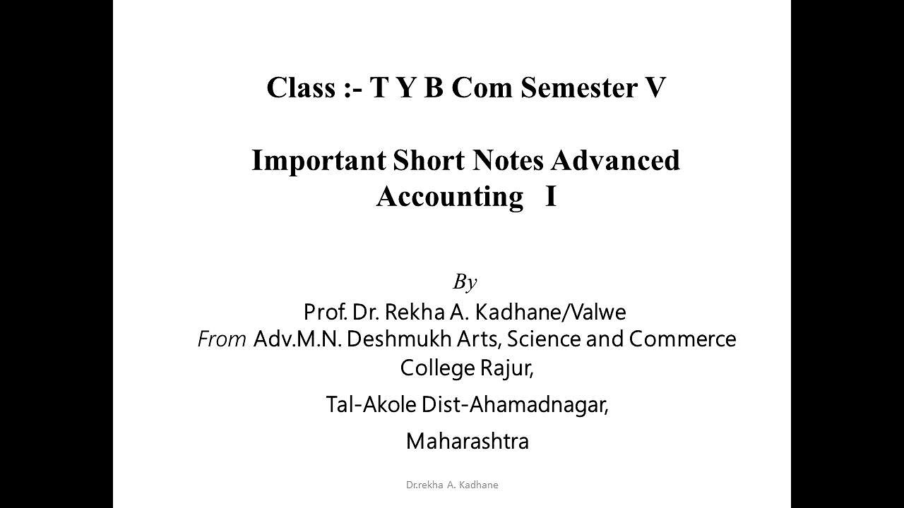 Advanced Accounting Important Short Notes semester V - YouTube