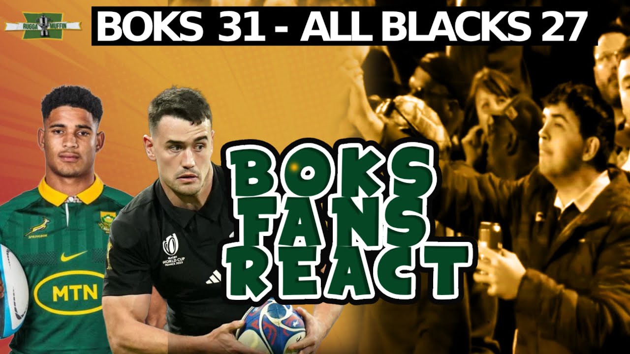 SPRINGBOKS v ALL BLACKS | BOK FANS REACT | Springboks Beat All Blacks ...