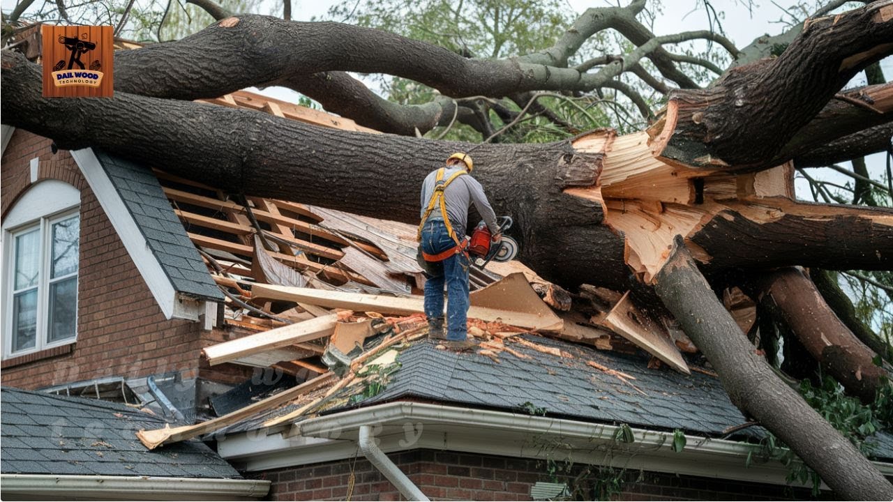CRAZY Powerful Wood and Forestry Machines | Tree Falling on Houses #47 ...