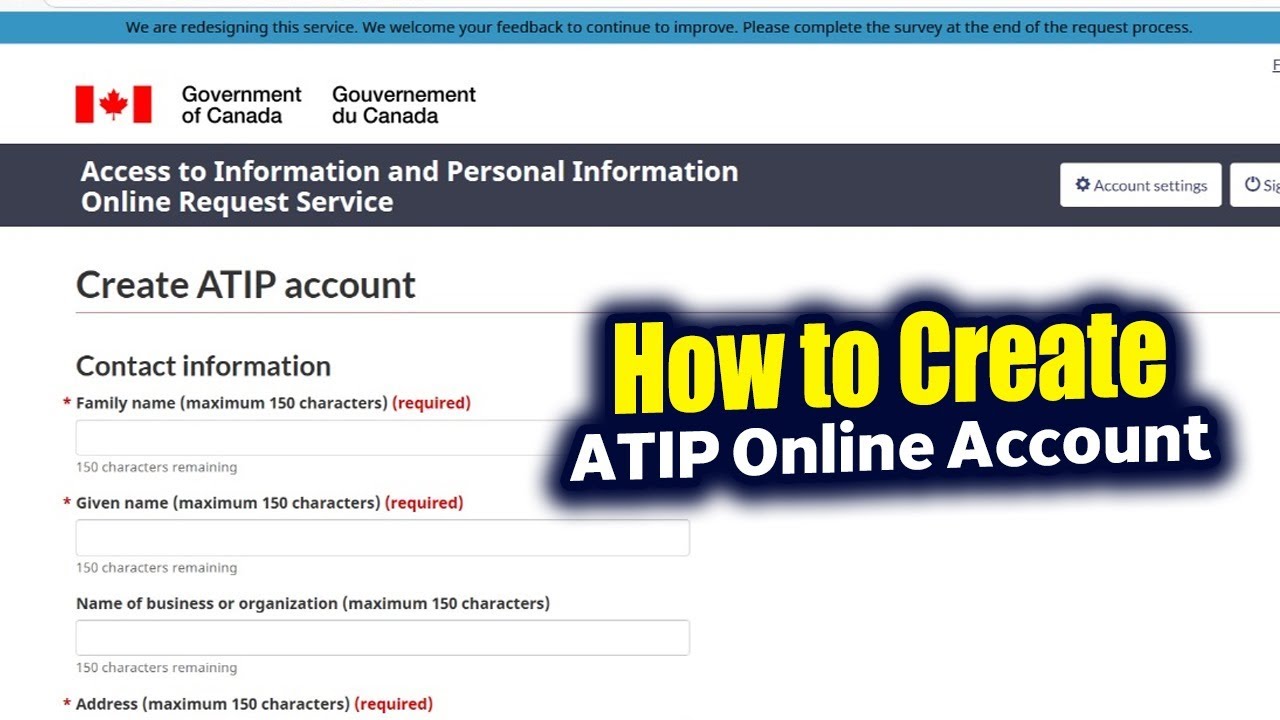 How to Create ATIP Account Online, Canada | ATIP Online Request Service ...