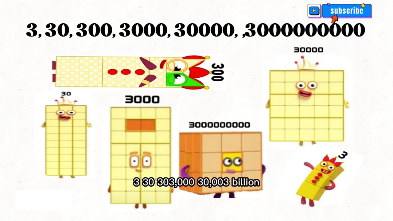 Numberblocks 3 to 3000000000 - YouTube