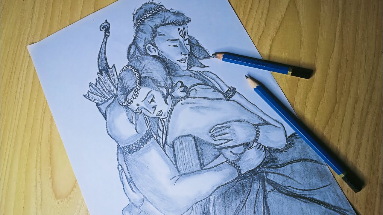 Ram Siya pencil drawing part 2 full drowning complete 🤗 #art #drawing # ...