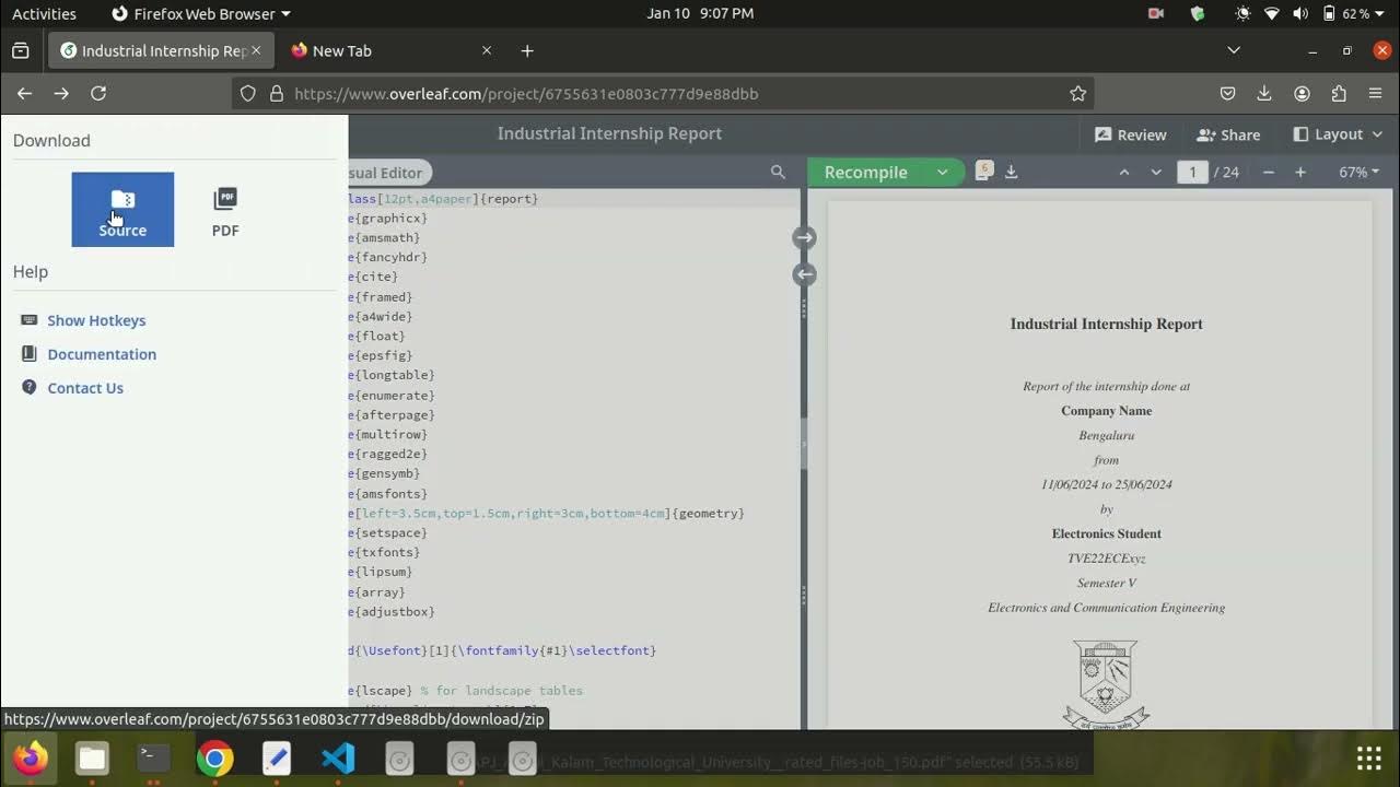 Save overleaf.com latex template source file - YouTube