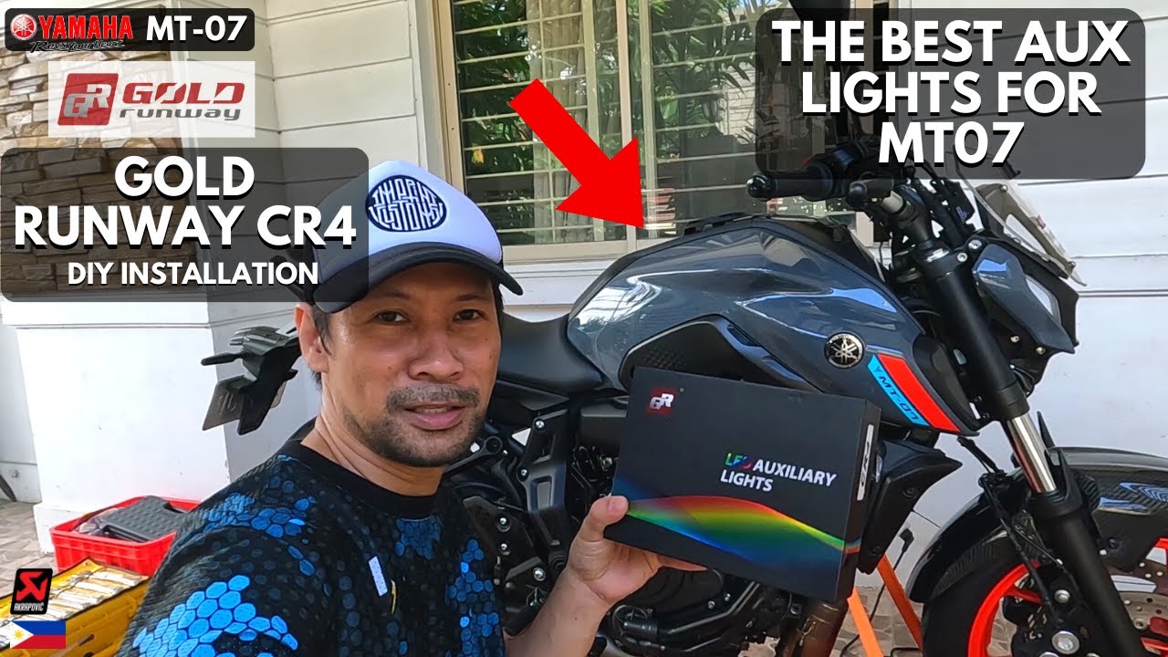 YAMAHA MT07 | DIY GOLD RUNWAY CR4 AUX LIGHTS INSTALLATION - YouTube