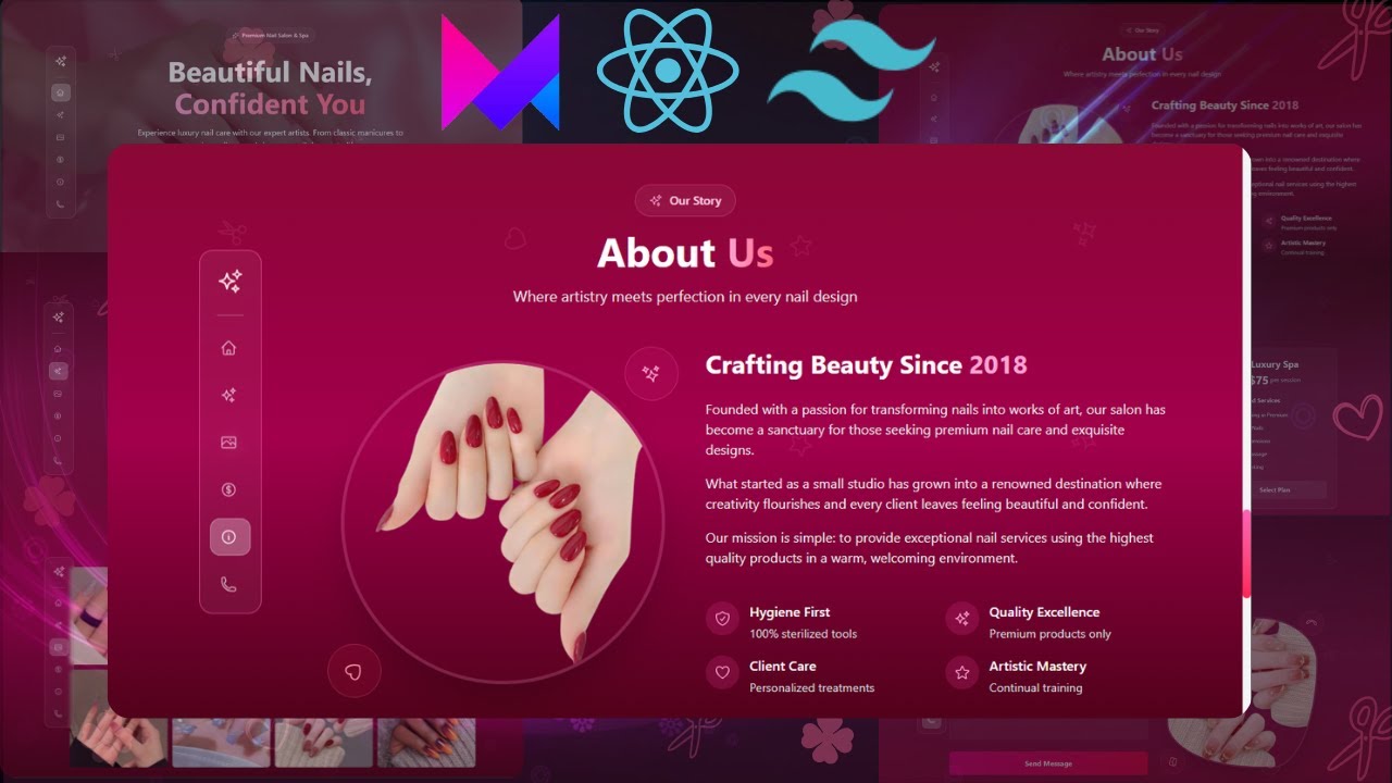 About Section || Animated Nail Art Website with React Js + Tailwind CSS ...
