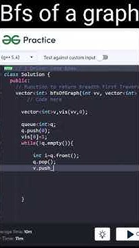Bfs of graph gfg practice problem solving #shorts #gfg #coding #programming - YouTube