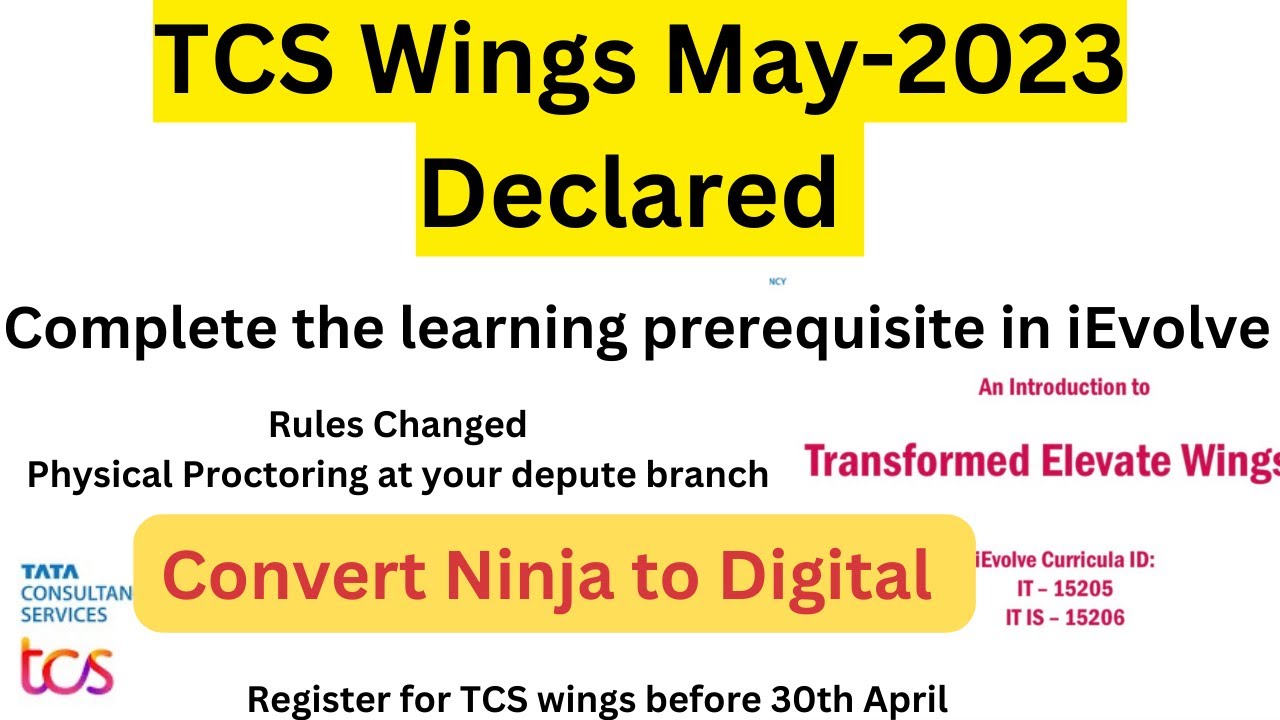 Tcs Wings Big Update Convert Ninja To Digital Youtube