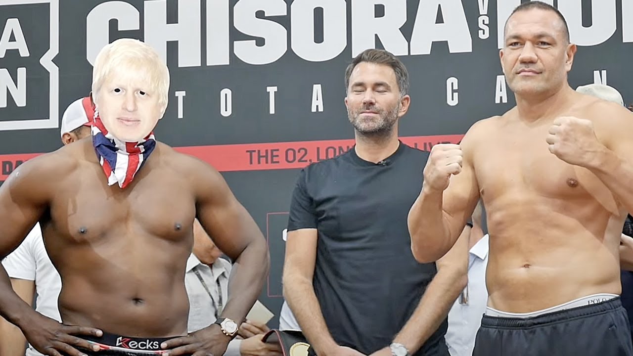 BIZARRE WEIGH IN AS DEREK CHISORA PUTS ON CREEPY MASK OF BORIS JOHNSON ...